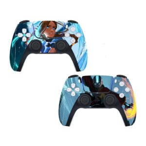 ebty-dreams inc. - set of 2 aang, katara vinyl skin sticker decal protector for playstation 5 (ps5) controllers