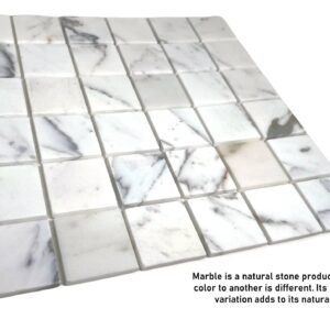 Tenedos Calacatta Gold Marble 2x2 Square Floor and Wall Tile Honed for Kitchen Backsplash| Bathroom| Fireplace Surround