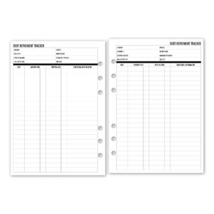 a5 debt repayment planner insert refill, 5.83″ x 8.27″, fits 6-rings binders - filofax, lv gm, moterm, choice of quantity