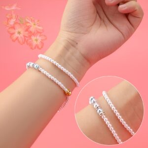 Savita 3000 Pieces 4 mm Round White Satin Beads Spacer Beads for DIY Crafts Necklaces Bracelets Earrings Rings Jewellery Making