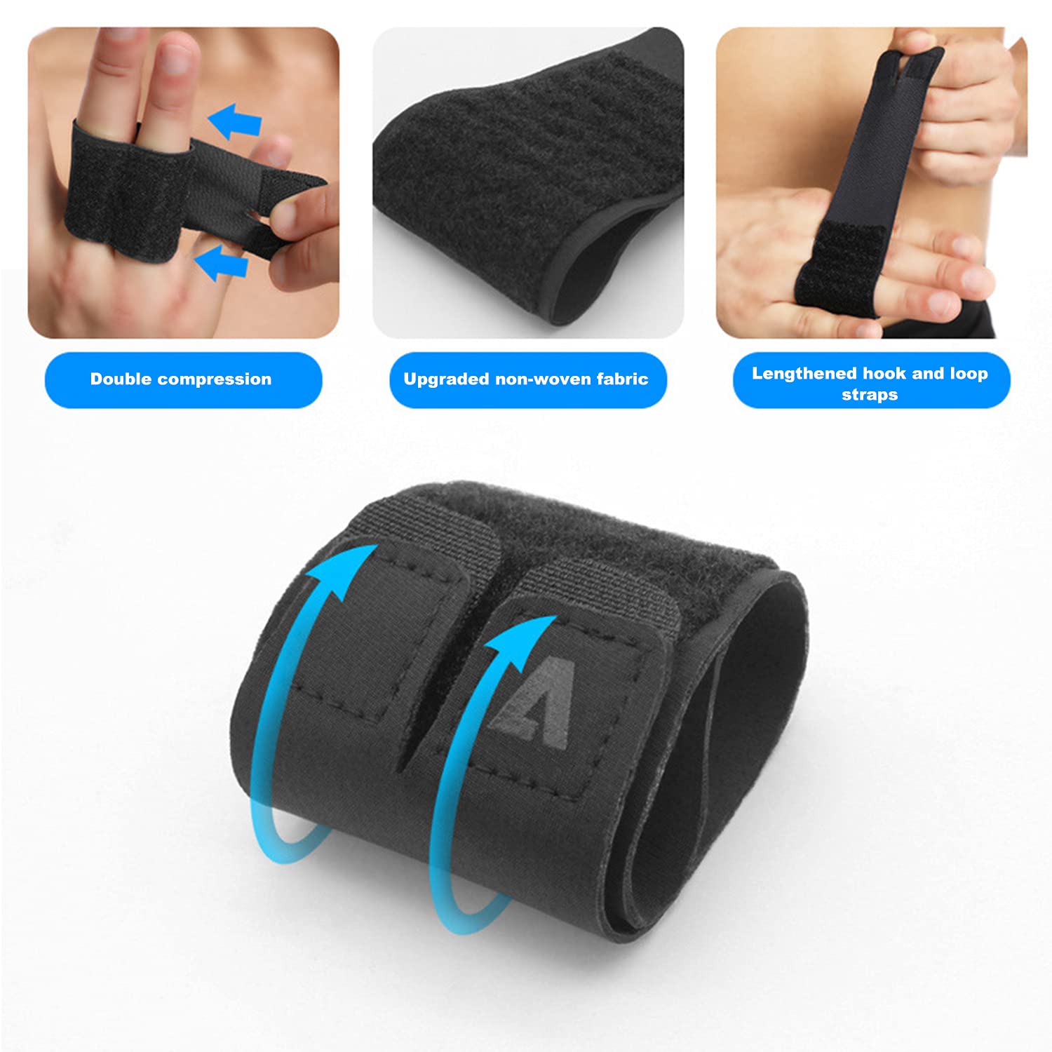 Mezeic Finger Splint Finger Buddy Wraps Reusable Finger Support Sleeves, Adjustable Elastic Trigger Finger Splints Compression Straightening Mallet Finger Brace for Arthritis Pain, Sport Injuries - M