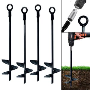 ground anchors screw in 15 inch set of 4 tent stakes heavy duty trampoline anchor kit earth anchor swing set anchors for metal swing set trampoline anchors high wind black