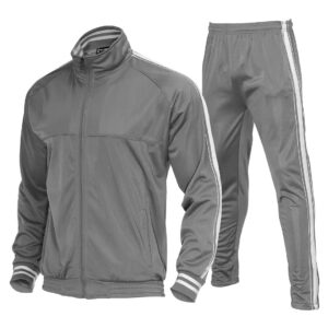 r rambler 1985 zusmen mens athletic 2 piece tracksuit sets casual jogging suits full zip sports set stand-up collar sweatsuit fo men gray 5xl