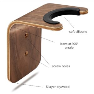 Guitar Wall Hanger Handmade Unique Design Bent Wood Guitar Hanger Wall Mount Guitar Holder Acoustic Guitar Accessories Ukulele Wall Mount Stand Wall Guitar Mount Guitar Hook (Walnut, 1 pack)