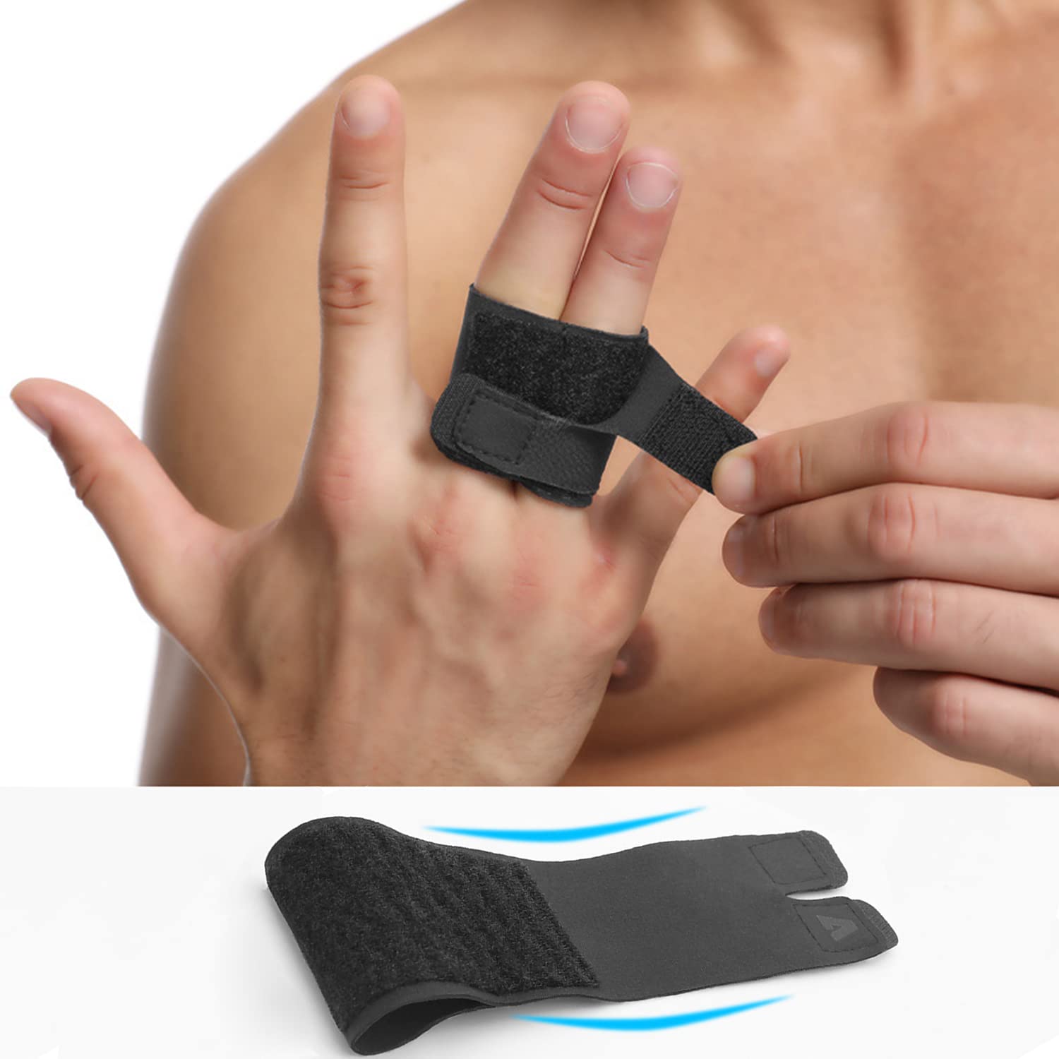 Mezeic Finger Splint Finger Buddy Wraps Reusable Finger Support Sleeves, Adjustable Elastic Trigger Finger Splints Compression Straightening Mallet Finger Brace for Arthritis Pain, Sport Injuries - M