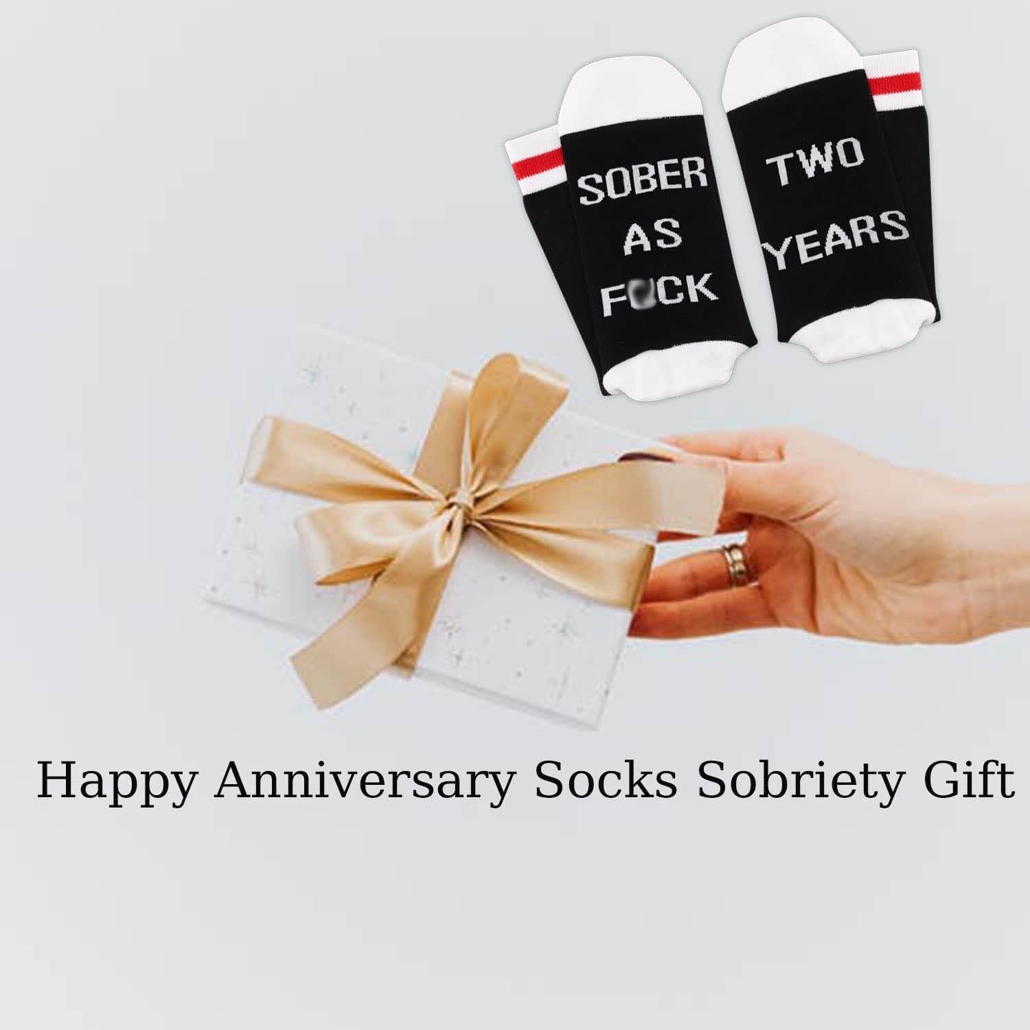 TSOTMO 2 Pairs Sobriety Anniversary Socks Sobriety Gift AA NA Recovery Socks Sober As Encouragement Gift (2 year F)