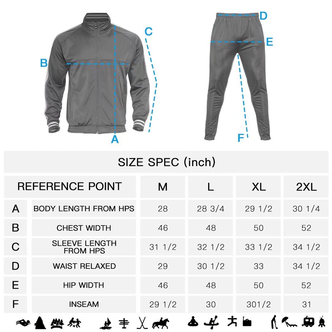 R RAMBLER 1985 Zusmen Mens Athletic 2 Piece Tracksuit Sets Casual Jogging Suits Full Zip Sports Set Stand-up collar Sweatsuit fo Men Gray 5XL