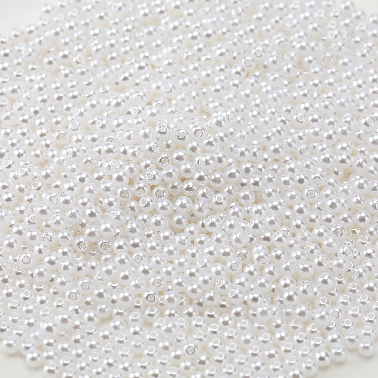 Savita 3000 Pieces 4 mm Round White Satin Beads Spacer Beads for DIY Crafts Necklaces Bracelets Earrings Rings Jewellery Making