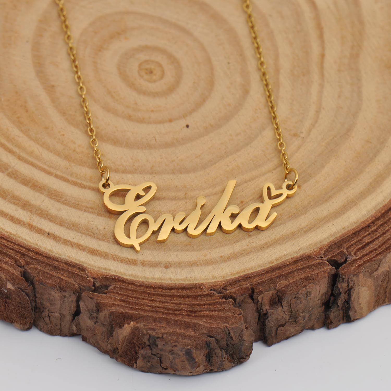 HUAN XUN Customized Made Women Name Necklace Gold Personalized Heart Pendant for Her Daddy