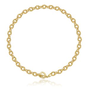 bameral chunky gold chain necklace for women 18k gold plated twisted oval link chain choker toggle clasp necklace for women jewelry