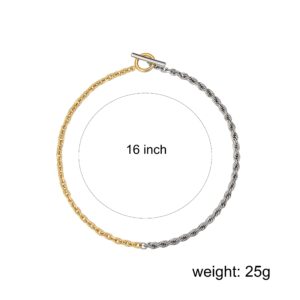 BAMERAL 18K Oval Link Chain Choker Paperclip Necklace Toggle Clasp Silver Rope Chain Short Layering Necklace Jewelry for Women 16''