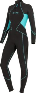 bare 7mm evoke women's wetsuit | warmest women's wetsuit within bare lineup | full stretch neoprene combined with a unique graphene omnired fabric | comfortable | great for scuba diving | aqua 14