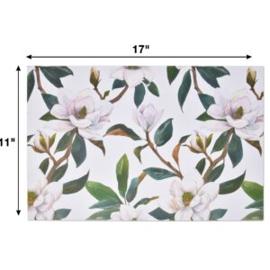 Disposable Floral Magnolia Blossom Paper Place Mats 50 Pack 11”x 17” Rectangle Spring White Flowers Coated Placemat Summer Flower Dinner Table Setting