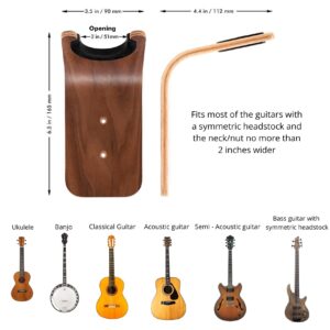 Guitar Wall Hanger Handmade Unique Design Bent Wood Guitar Hanger Wall Mount Guitar Holder Acoustic Guitar Accessories Ukulele Wall Mount Stand Wall Guitar Mount Guitar Hook (Walnut, 1 pack)