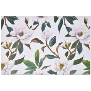 Disposable Floral Magnolia Blossom Paper Place Mats 50 Pack 11”x 17” Rectangle Spring White Flowers Coated Placemat Summer Flower Dinner Table Setting