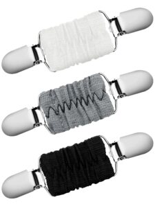 willbond 3 pieces fit dress cinch clip vintage sweater shawl clip retro cardigan collar clip brooch clip for women(4.33 inch,black, white, gray)