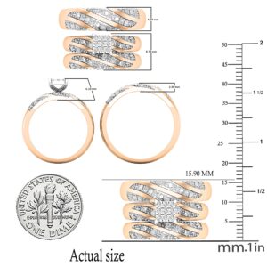 Dazzlingrock Collection 0.30 Carat (ctw) Round White Diamond Mens & Womens Couples Engagement Ring Bridal Wedding Band Matching Trio Set 1/3 CT, 14K Rose Gold, Womens size 10 and Mens size 10