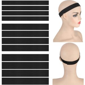 12 pieces wig edge elastic band adjustable wig band edge grip band wig support band non slip wig accessories for making wigs women men hair styling, width 0.98 inch 1.2 inch and 1.38 inch, black