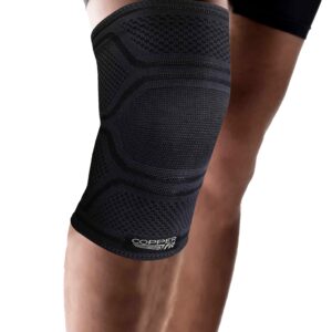 copper fit elite knee compression sleeve knee brace, black (large/x-large 16"-20") | one knee sleeve included