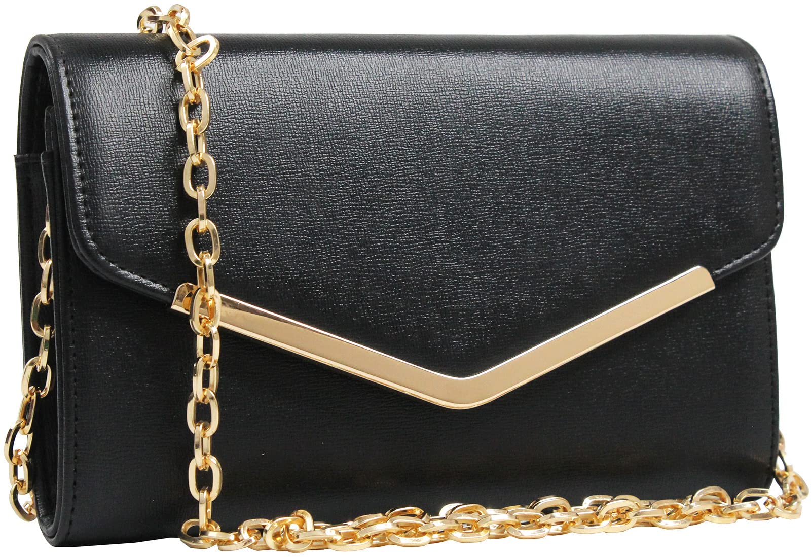 Autumnwell Clutch Purse Evening Bag for Women，Black Envelope Handbag With Detachable Chain for Wedding and Party