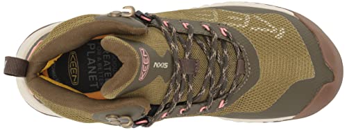 KEEN Women's NXIS Evo Mid Height Waterproof Fast Packing Hiking Boots, Olive Drab/Silver Birch, 8