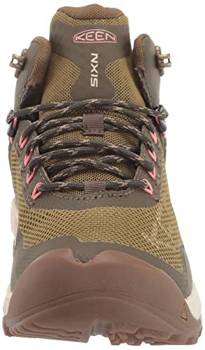 KEEN Women's NXIS Evo Mid Height Waterproof Fast Packing Hiking Boots, Olive Drab/Silver Birch, 8