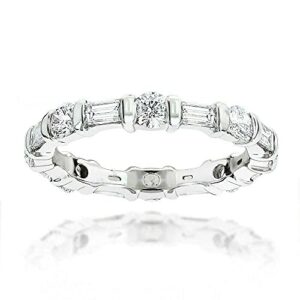 3ct baguette round cut diamond thin eternity wedding band 14k white gold finish (12.5)