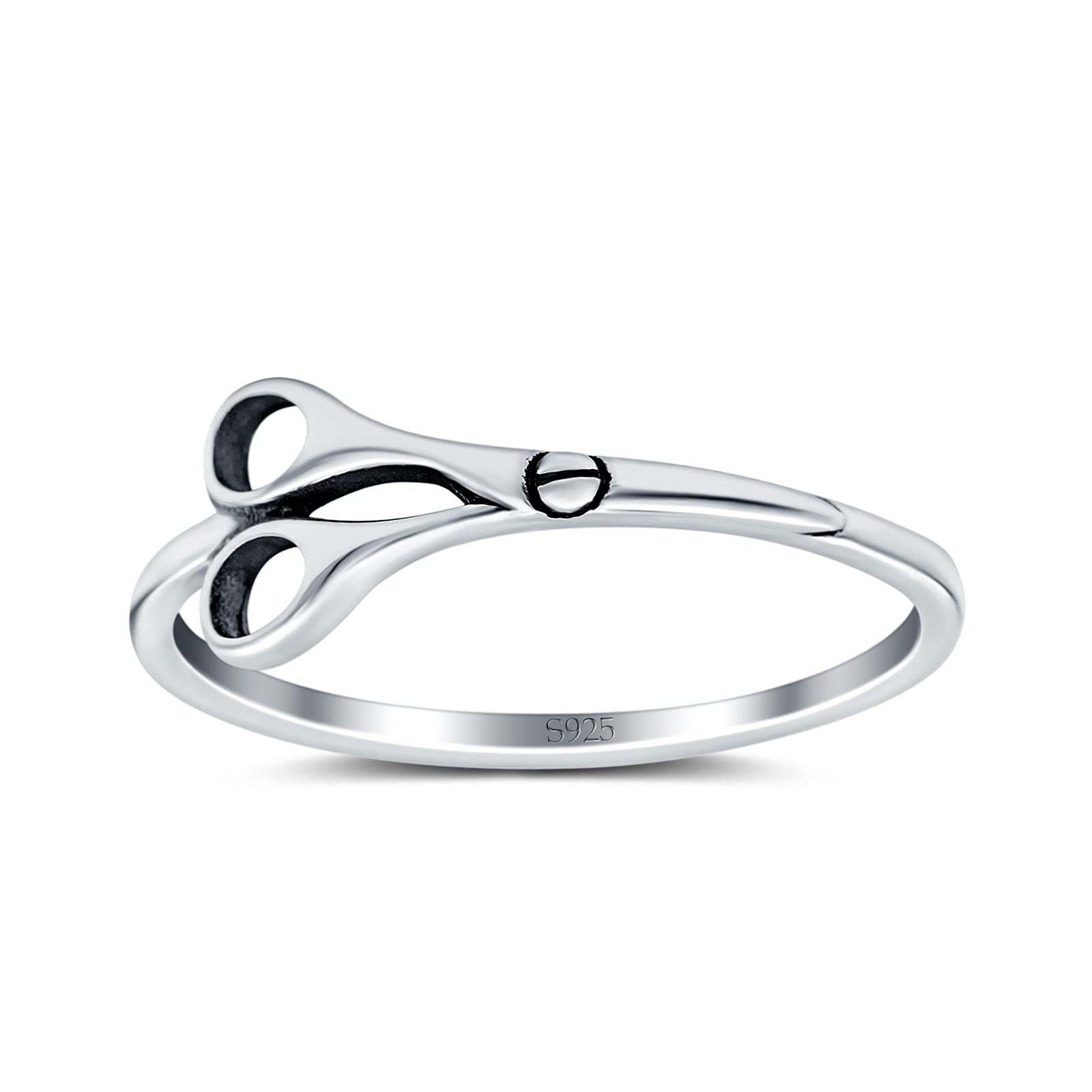 Blue Apple Co. Sterling Silver Size-9 Scissors Band Oxidized Ring Solid Round 925 Sterling Silver