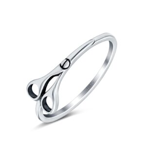 Blue Apple Co. Sterling Silver Size-9 Scissors Band Oxidized Ring Solid Round 925 Sterling Silver