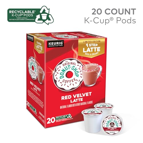 The Original Donut Shop One-Step Red Velvet Latte, Keurig Single Serve K-Cup Pods, 20 Count