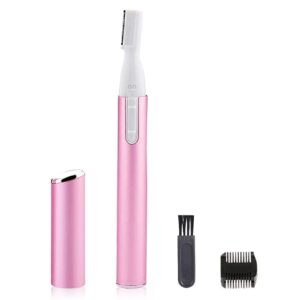 electric eyebrow trimmer for women, facial hair razor removal for men, mini epilator for bikini, remover for face, chin, peach puzz, lips, body, arms, legs, powered by battery (not included)