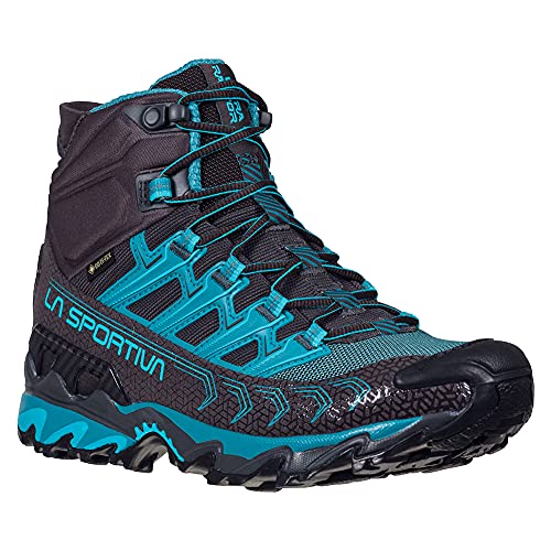 La Sportiva womens Ultra Raptor II Mid GTX Hiking Boots, Carbon/Topaz, 9.5