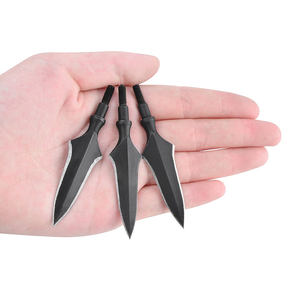 ZSHJGJR Hunting Broadheads Traditional Hunting Arrow Heads 200 Grain Solid Metal Screw-in Arrow Tips for Archery Target Hunting Shooting 6/12Pack (12pcs + 1 x broadheads box)