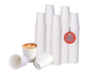 smygoods 6oz. white paper hot cups, disposable paper cups, espresso cups, 100 count,