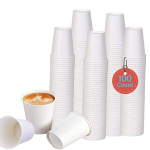 Smygoods 6oz. White Paper Hot Cups, Disposable Paper Cups, Espresso Cups, 100 Count,