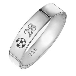 elefezar 925 sterling silver personalized soccer ball engraved band ring custom made with any name silver