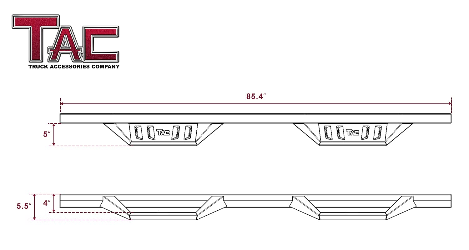 TAC Sidewinder Running Boards Fit 2015-2024 Ford F150 Supercrew Cab| 2022-2024 F150 Lightning EV Supercrew Cab|2017-2024 F250/F350/F450/F550 Super Duty Crew Cab Truck 4” Drop Fine Texture Black 2Pcs