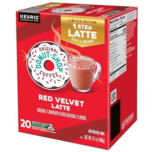 The Original Donut Shop One-Step Red Velvet Latte, Keurig Single Serve K-Cup Pods, 20 Count