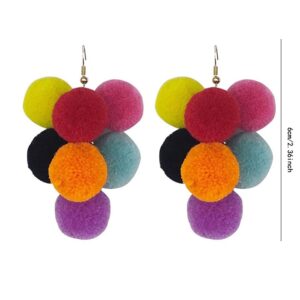 DIYANMMY Boho Unique Elegant Colorful Fur Ball Dangle Drop Earrings Trendy Personalized Exaggeration Hypoallergenic Jewelry Gift (5 Pair Punk Stud Earrings)