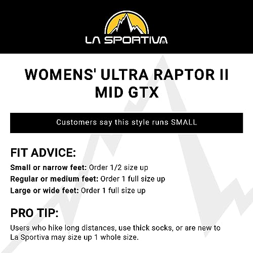 La Sportiva womens Ultra Raptor II Mid GTX Hiking Boots, Carbon/Topaz, 9.5