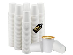 smygoods 4oz. white paper hot cups, disposable paper cups, espresso cups, 100 count