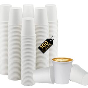 Smygoods 4oz. White Paper Hot Cups, Disposable Paper Cups, Espresso Cups, 100 Count