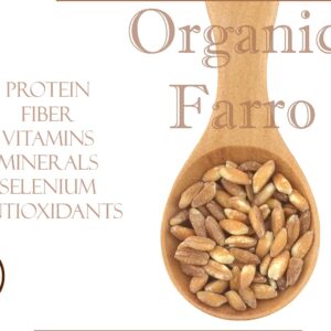 Organic Italian Pearled Farro - Raw, Non-GMO, Vegan, Bulk, Protein, Fiber Rich (5LB)