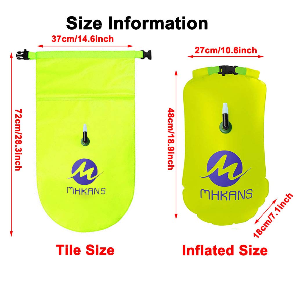 YMLHOME Swim Buoy 20L Swimming Safety Buoy Float Dry Bag with Adjustable Waist Belt and Waterproof Cell Phone Bag for Open Water Swimmers and Safer Swim Training (Green)