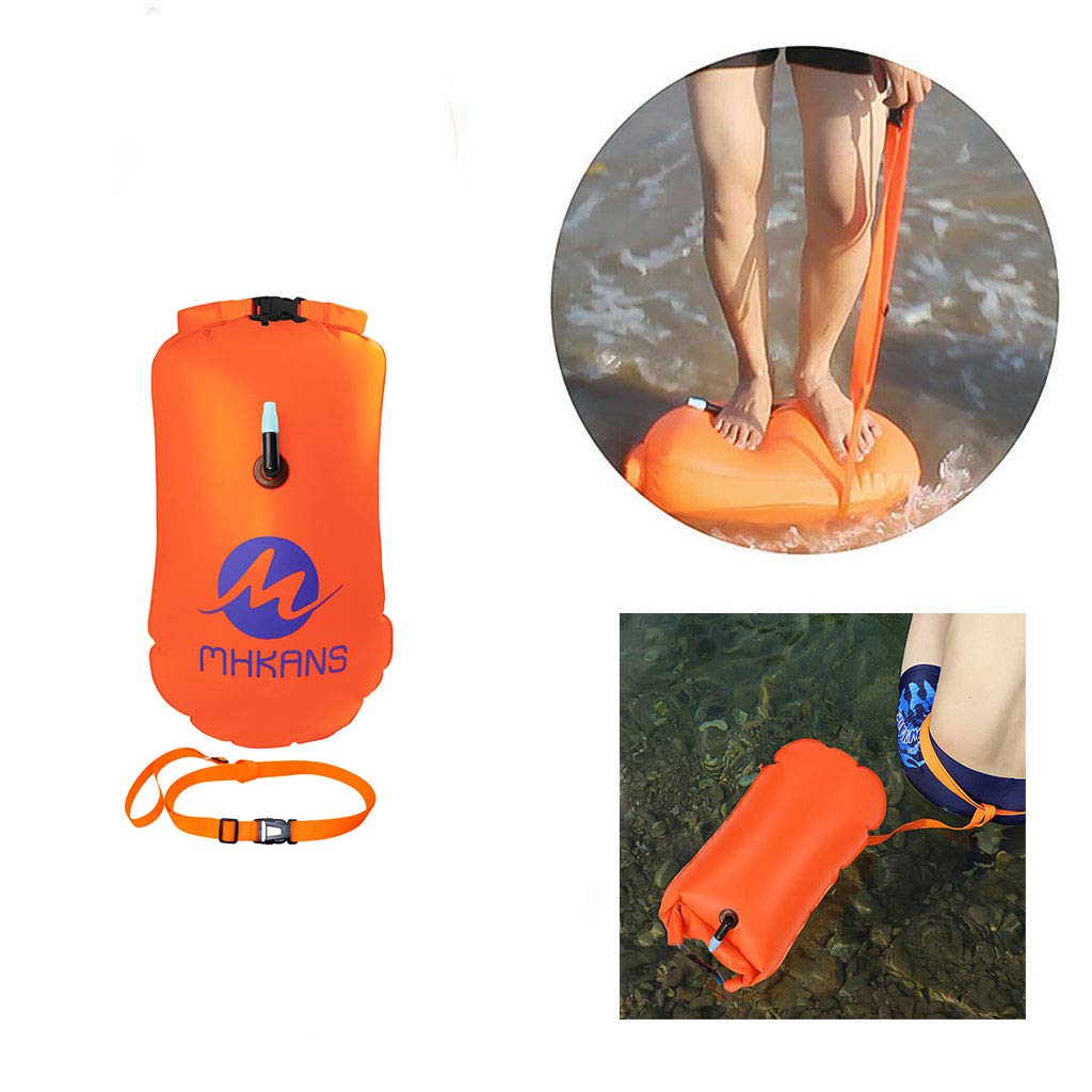 YMLHOME Swim Buoy 20L Swimming Safety Buoy Float Dry Bag with Adjustable Waist Belt and Waterproof Cell Phone Bag for Open Water Swimmers and Safer Swim Training (Green)