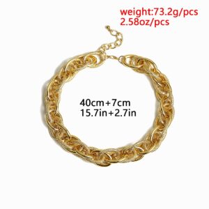 Inactwin Chunky Gold Chain Necklace Heavy Silver Chain Necklace Punk Choker Rectangle Curb Cuban Link Necklace Women (Golden)