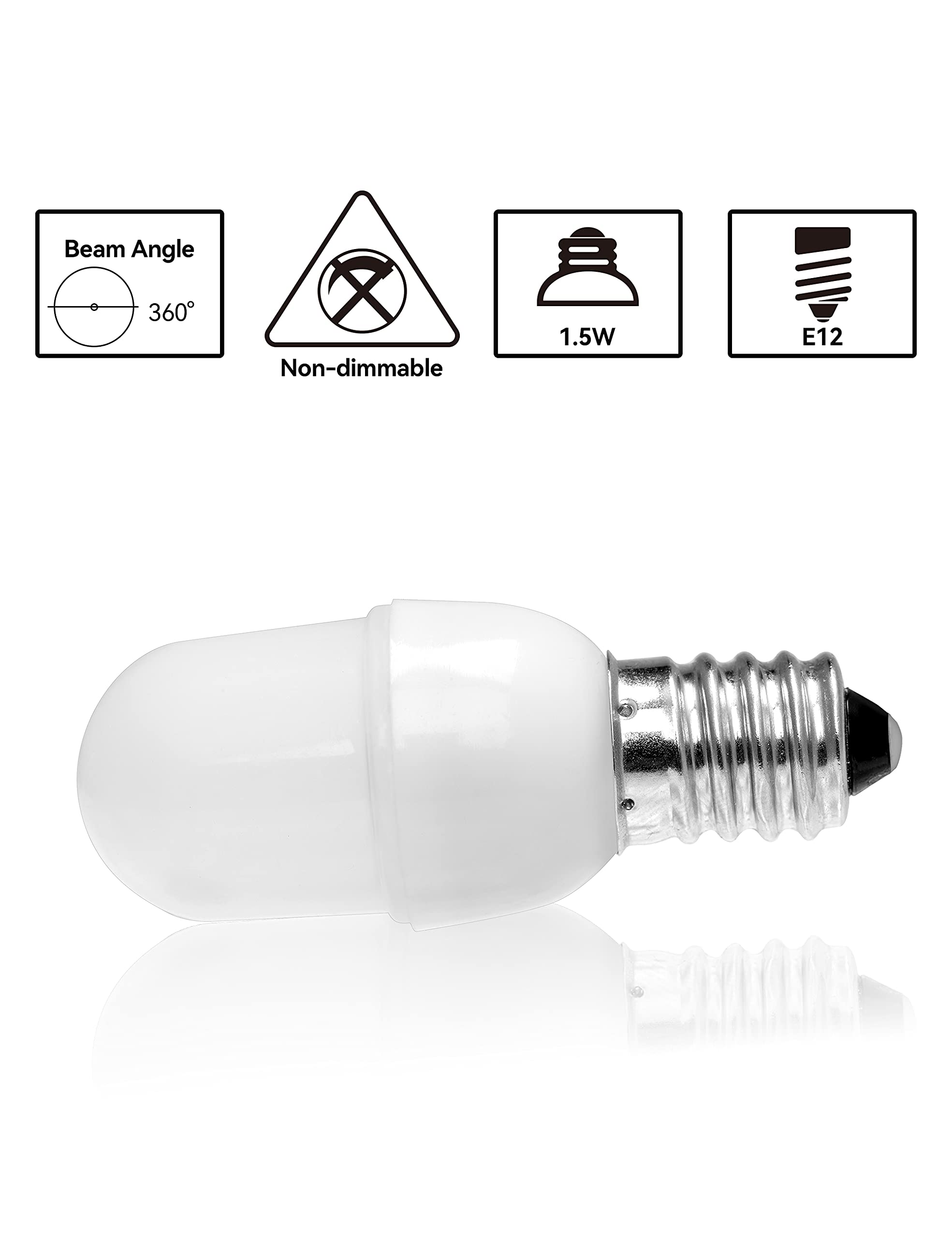 Anivona Night Light Bulb,[4PACK]15 Watt LED Night Light Bulb Equivalent, 1.5W Led Bulbs C7 S6, Mini Candelabra E12 Base, Warm White 3000K LED, 150LM Small Light for Bedroom Salt Lamp Bulbs Lighthouse