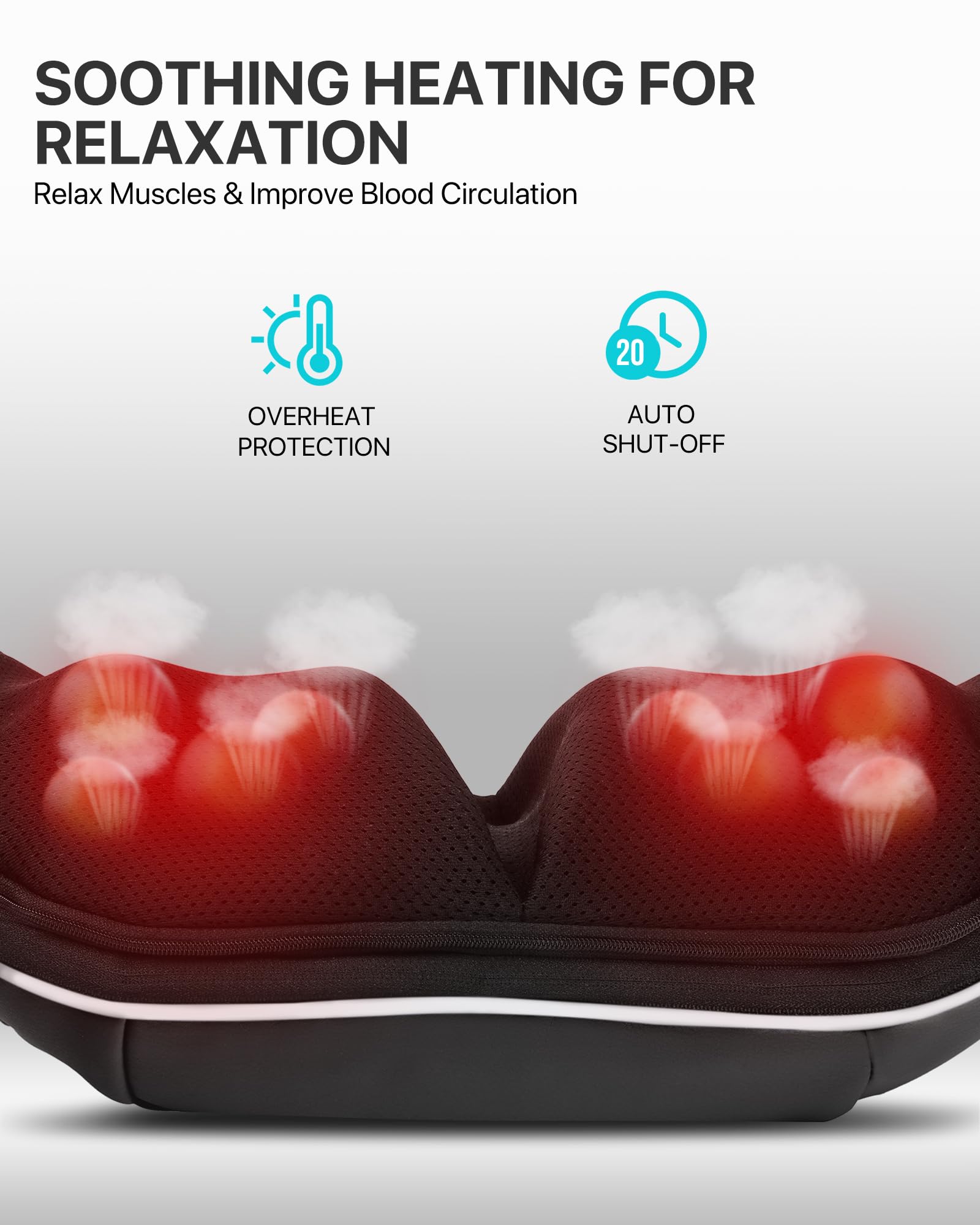 ALLJOY Shiatsu Back and Neck Massager with Heat, Electric Deep Tissue 3D Kneading Massage Pillow for Shoulder, Legs, Foot and Body, Relax Gifts for Women Men Mom Dad