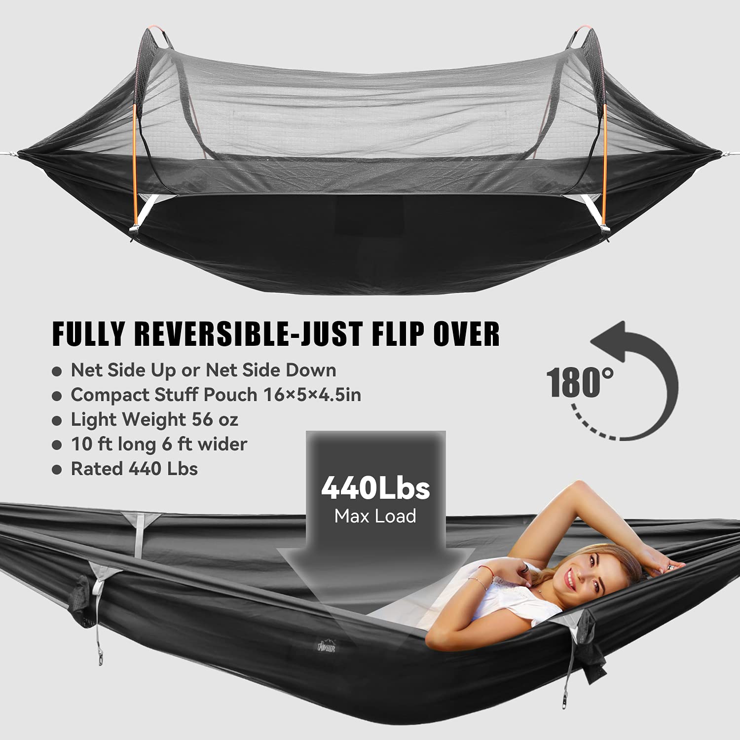 Camping Hammock with Mosquito Net and Rainfly Cover,Camping Hammock,Lightweight Portable Hammock,Waterproof Camping Hammock for Outdoor Backpacking Hiking Travel (Camouflage)