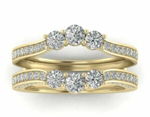 om jewellers 1.00 ct round diamond enhancer wrap engagement wedding ring 14k yellow gold over (8.5)